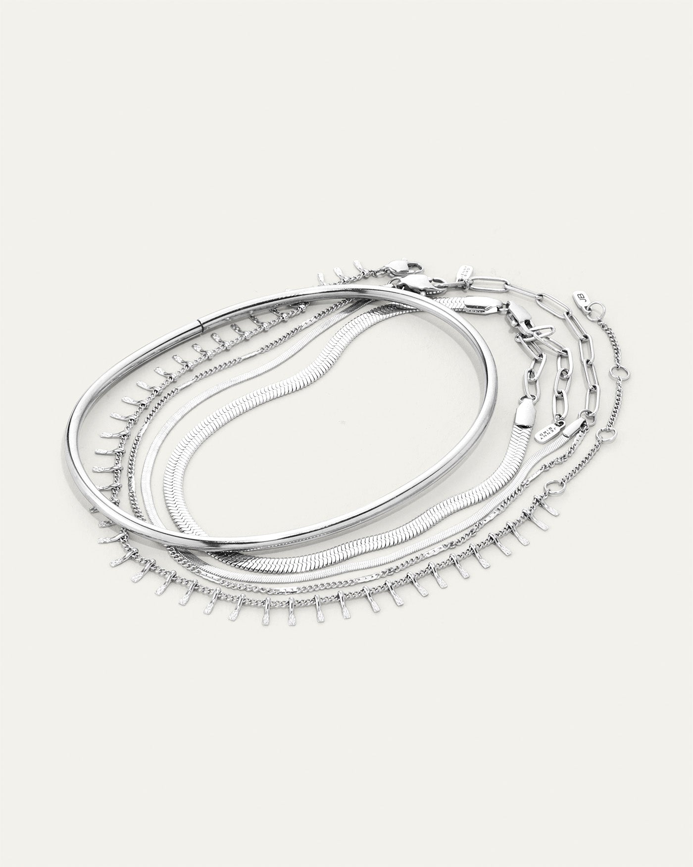 The Statement Anklet Stack - Silver | JENNY BIRD