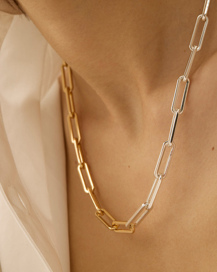 Andi Slim Chain | Two-Tone Paperclip Chain Necklace | JENNY BIRD