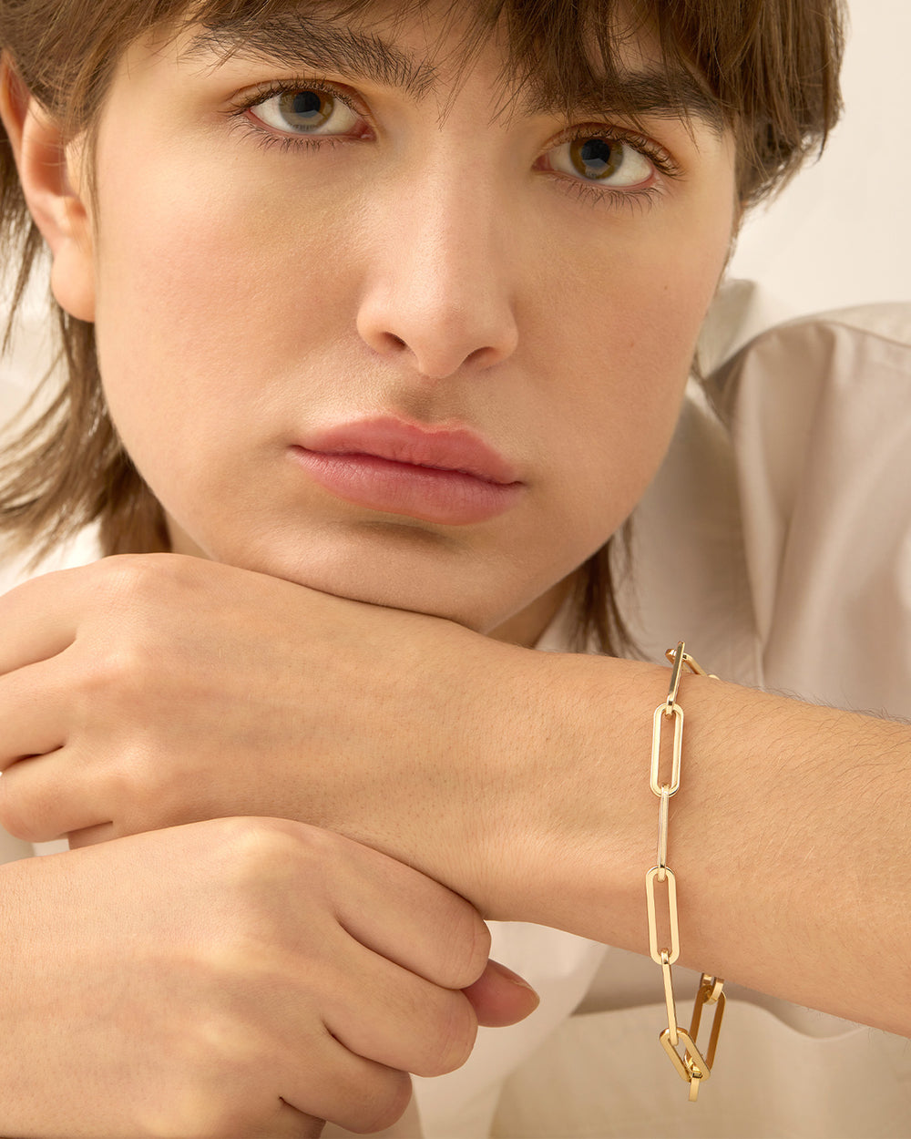 Andi Slim Bracelet | Gold Paperclip Chain | JENNY BIRD