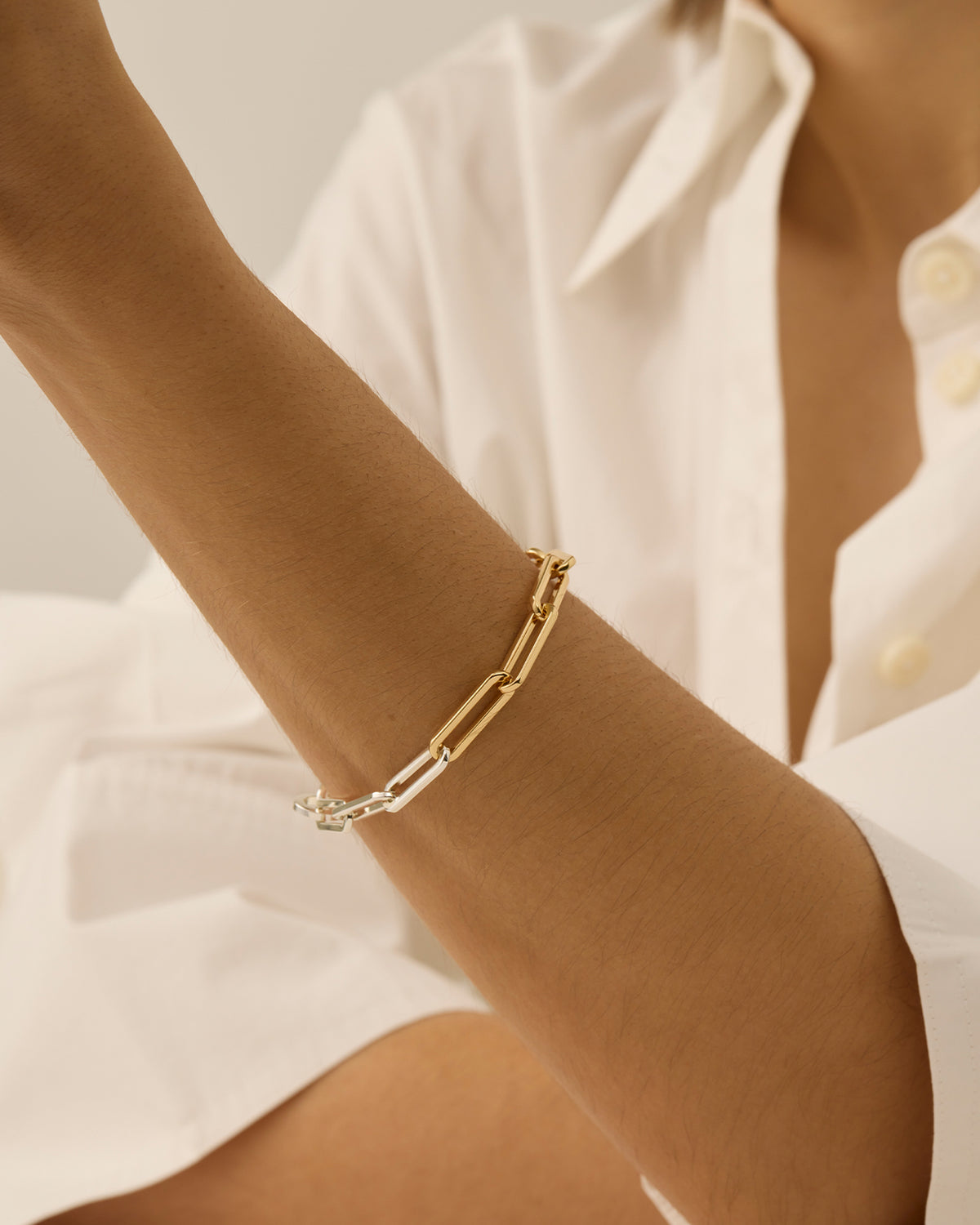 Andi Slim Bracelet | Two-Tone Paperclip Chain | JENNY BIRD