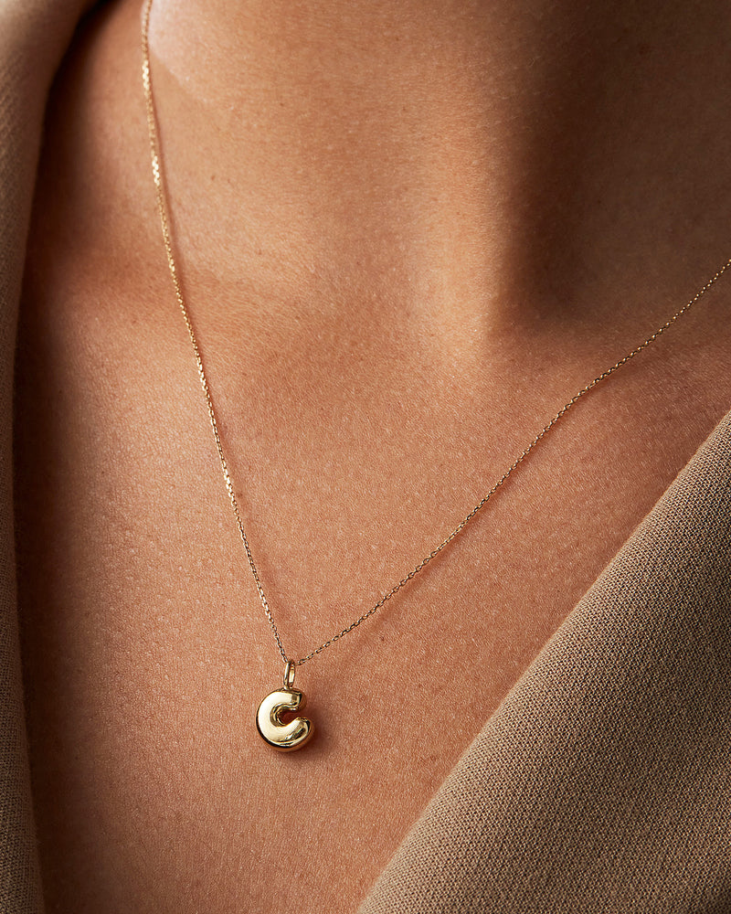14K Gold Bubble Letter Necklace - C | JENNY BIRD