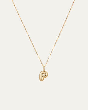 14K Gold Bubble Letter Necklace - P | JENNY BIRD