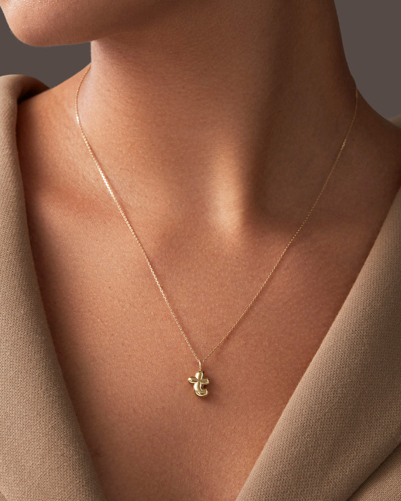 14K Gold Bubble Letter Necklace - T | JENNY BIRD