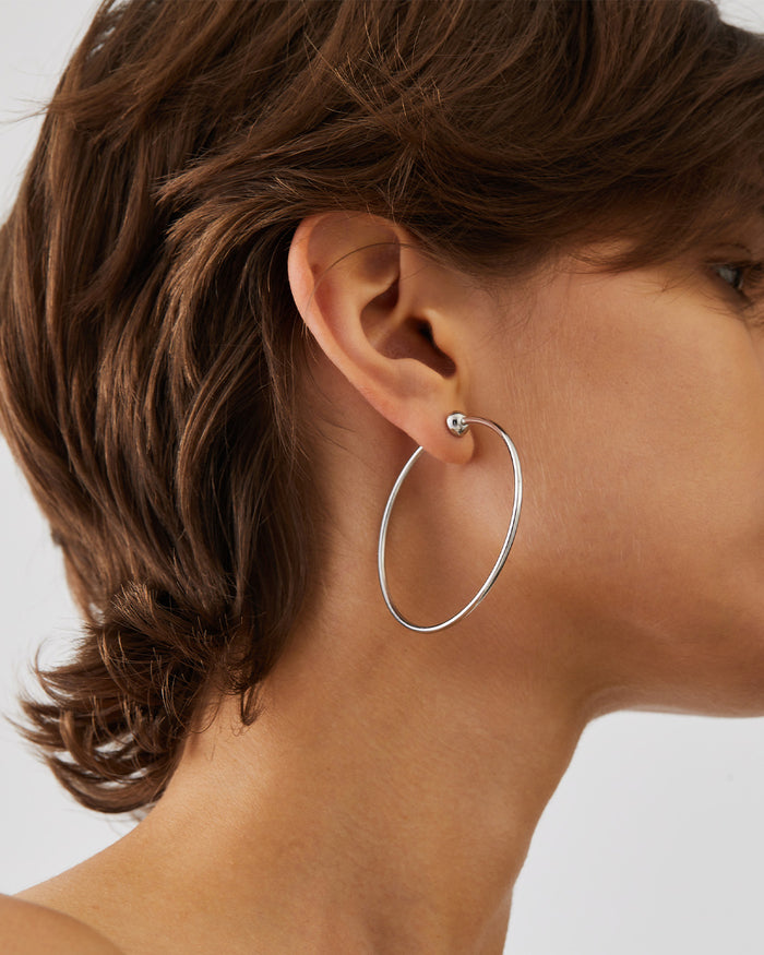 Icon Hoops Medium | Thin Silver Hoop Earrings | JENNY BIRD