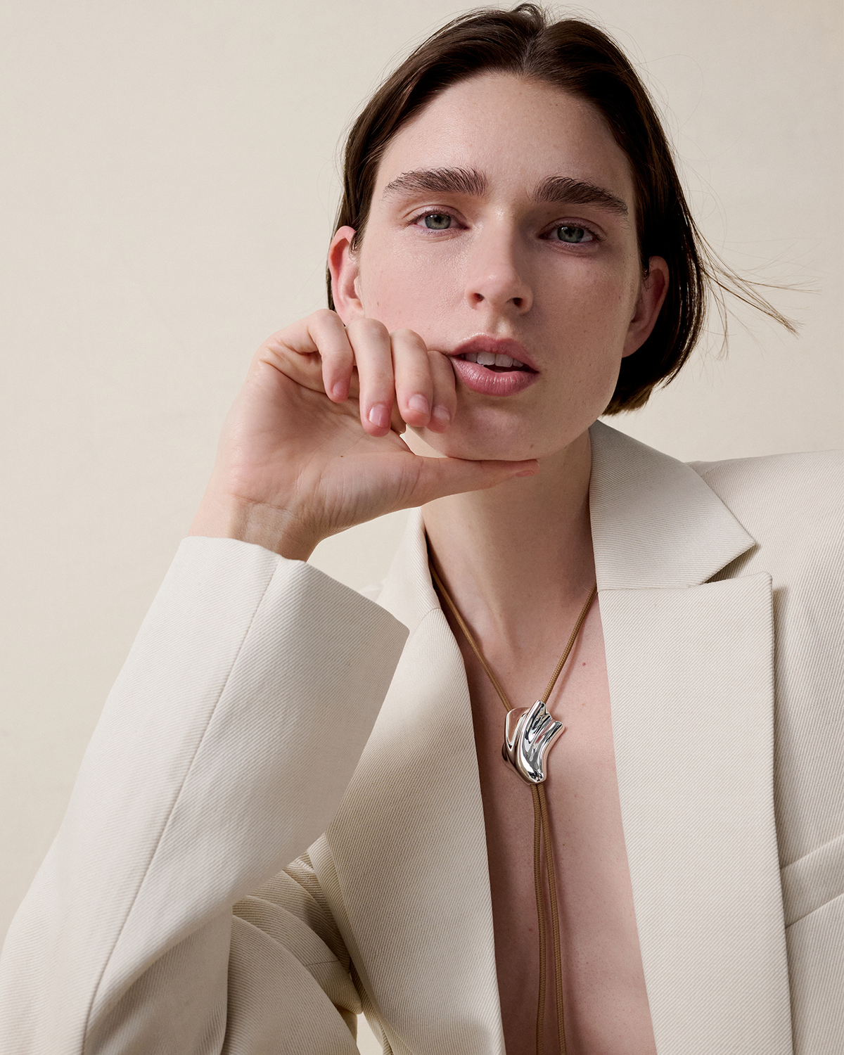 Lydia Silver Bolo Tie Necklace | JENNY BIRD