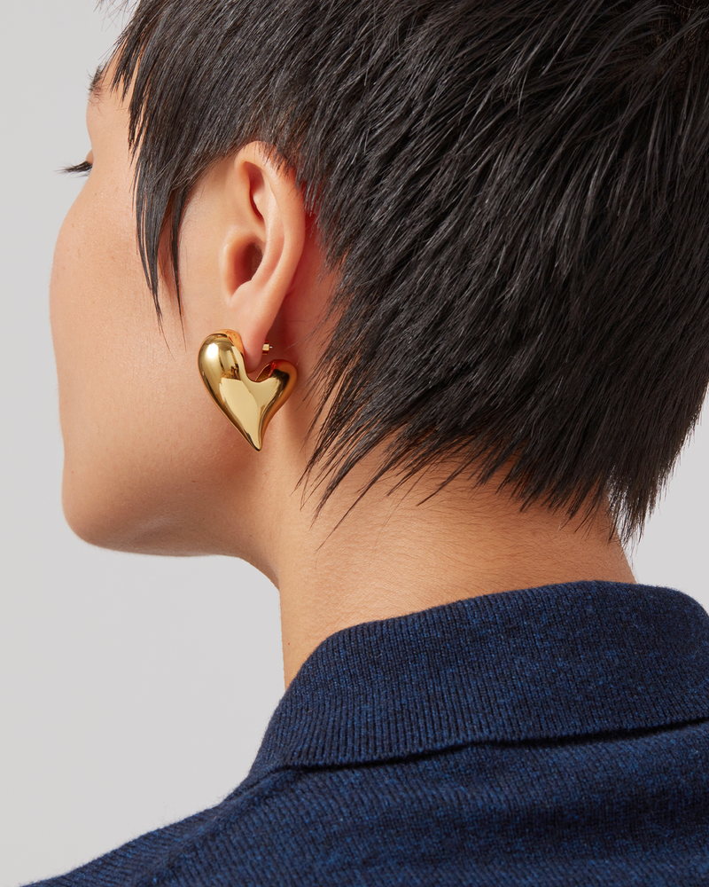 Art Heart Puff Earrings | Gold Teardrop Earrings | JENNY BIRD