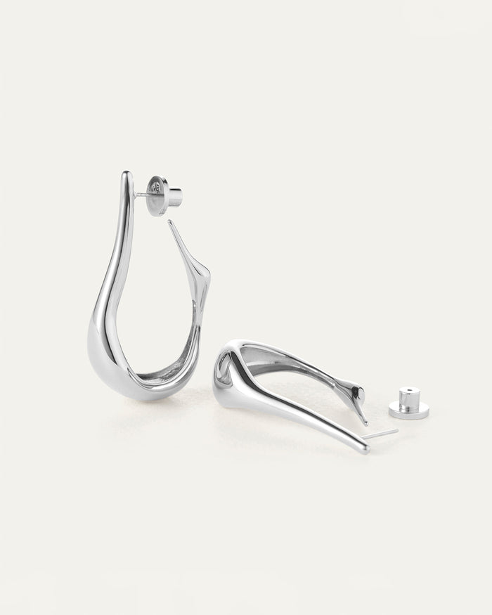 Colette Hoop Earrings | Medium Silver Unique Hoops | JENNY BIRD