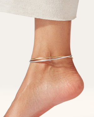 The Dane Anklet Stack - Gold and Silver | JENNY BIRD